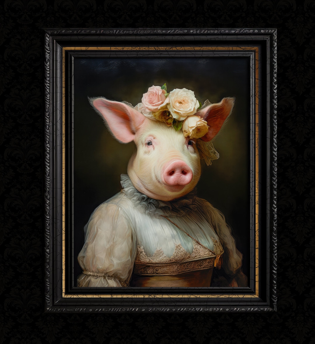 Pig Art Print Victorian Fantasy Animal Portrait - Etsy