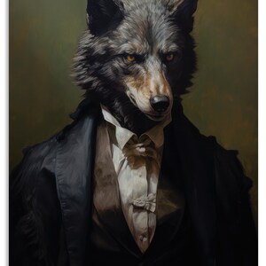 Victorian Wolf Art Portrait Wolf Wall Decor Print - Etsy