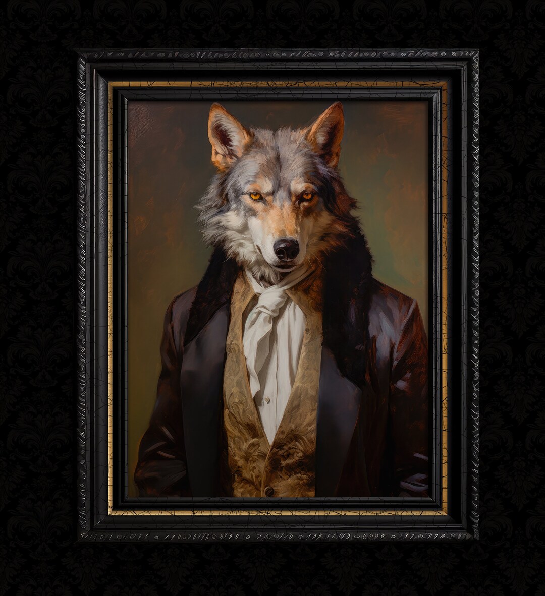 Wolf Art Wall Decor Print Victorian Wolf Fantasy Portrait - Etsy