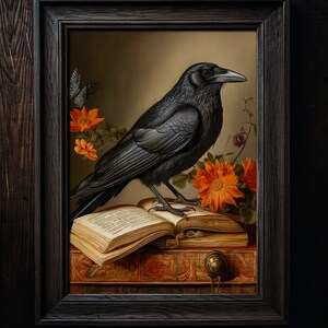 Vintage Raven and Book Wall Art Print - Etsy