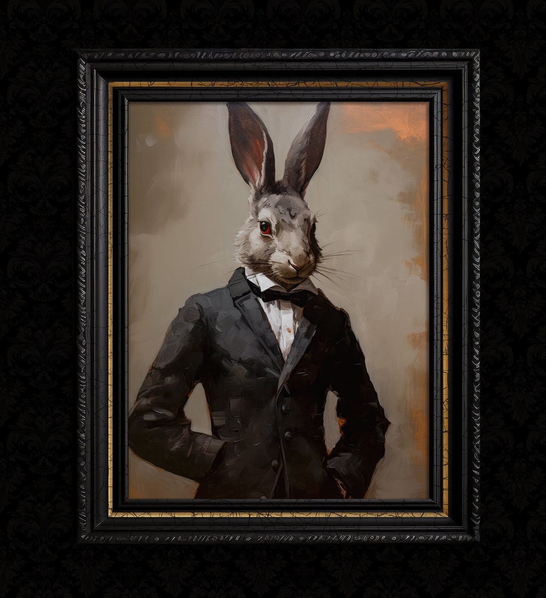 Victorian Rabbit Art Portrait Rabbit Wall Decor Print - Etsy
