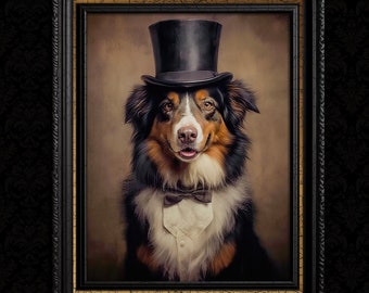Victorian Aussie Vintage Portrait, Australian Shepard, Animal Art Print ...