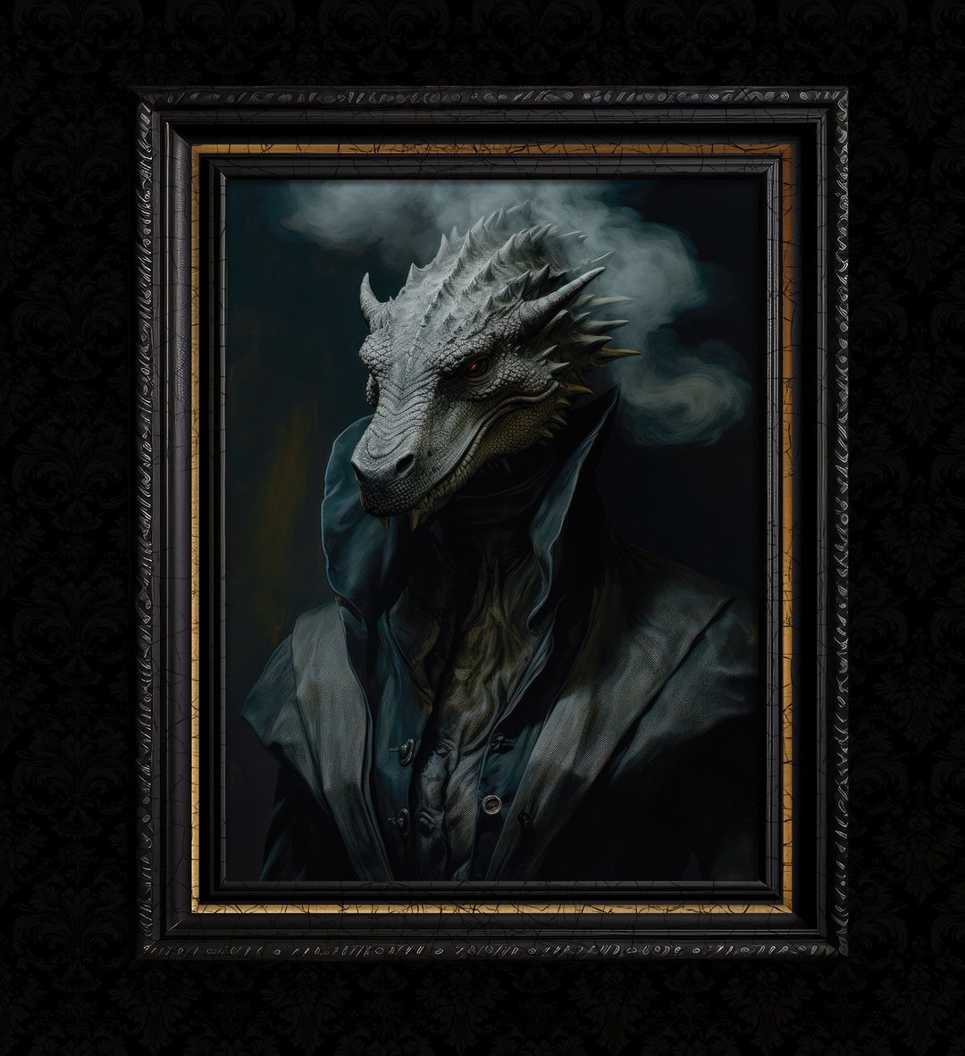 Victorian Dragon Art Portrait Dragon Wall Decor Print - Etsy