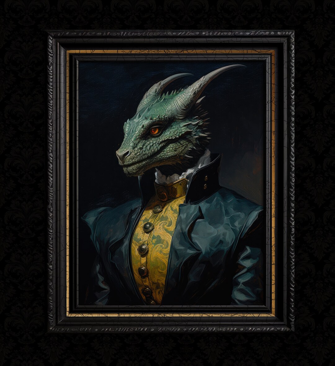 Victorian Dragon Art Fantasy Portrait Print - Etsy
