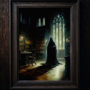 Dark Academia Decor Ghost of the Library Print - Etsy