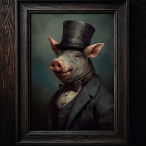 Victorian Pig Print - Etsy