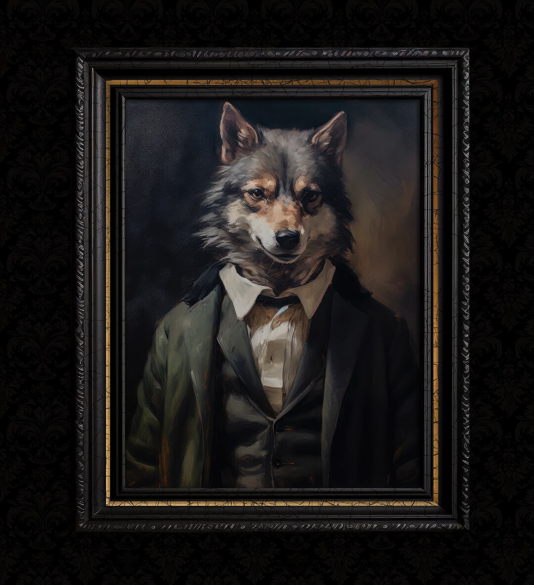 Victorian Wolf Art Fantasy Portrait Print - Etsy