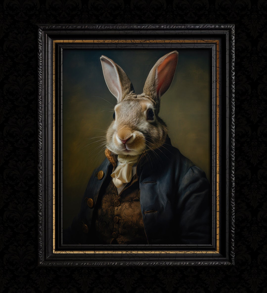 Victorian Rabbit Art Portrait Rabbit Wall Decor Print - Etsy