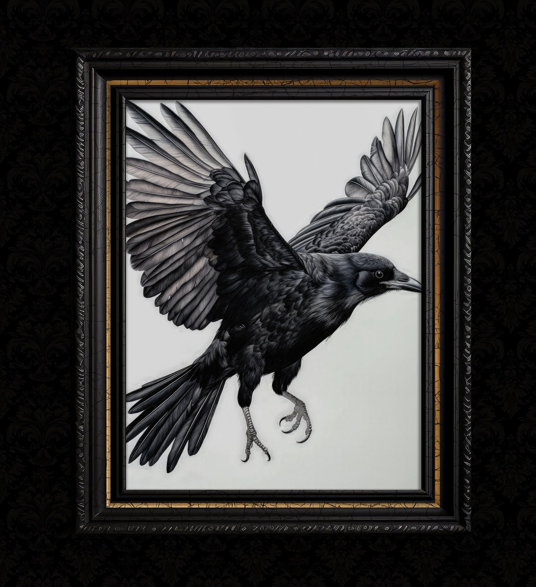 Flying Raven Wall Art Print - Etsy