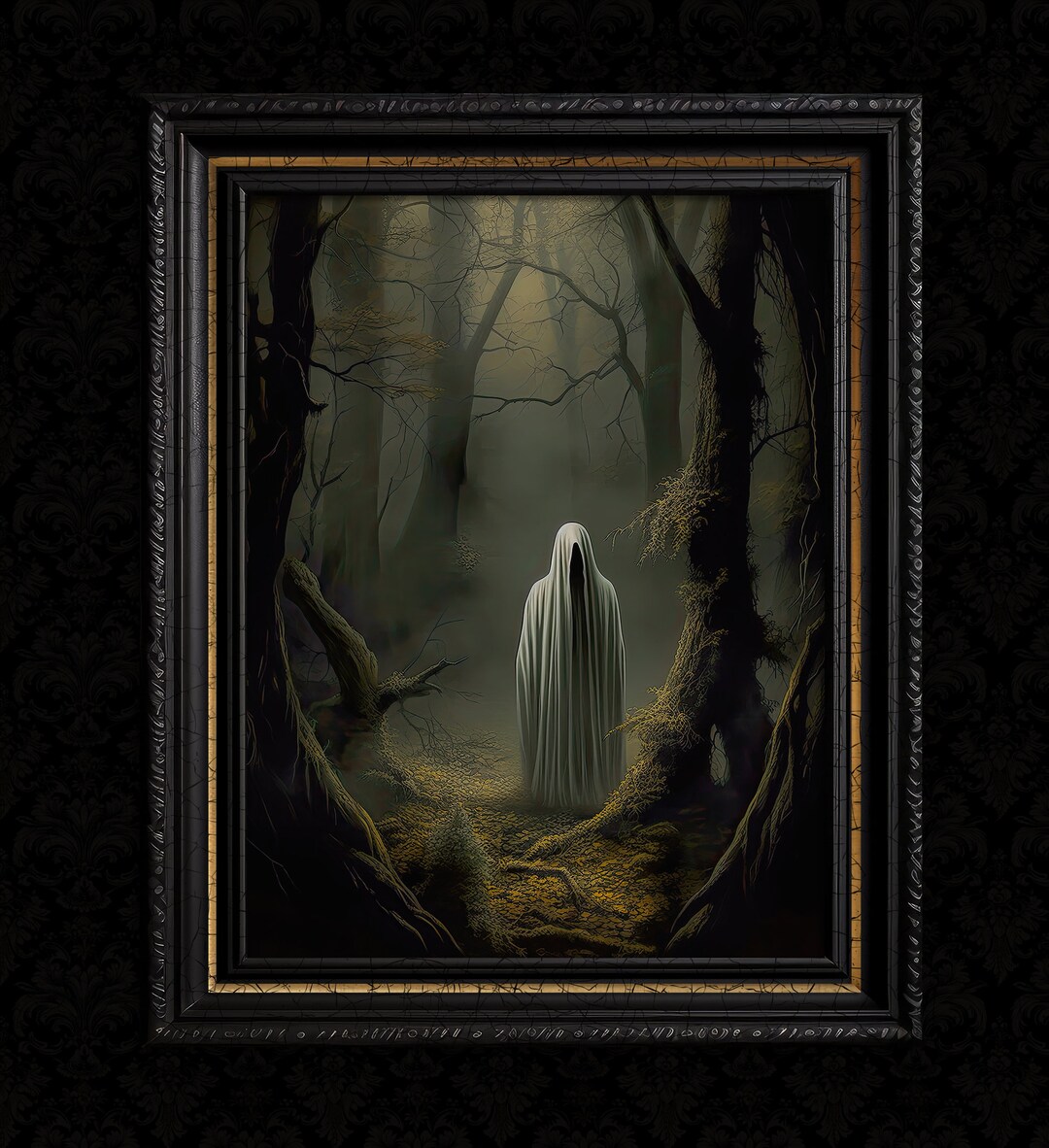 Ghost in Dark Forest Vintage Art Print, Gothic Victorian Decor - Etsy