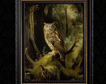 Print Titled the Magic Lights Bird Print, Owl Art, Owl Oil Painting ...