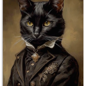 Victorian Cat Art Vintage Poster - Etsy