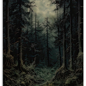 Goth Decor Dark Forest Wall Art Print - Etsy