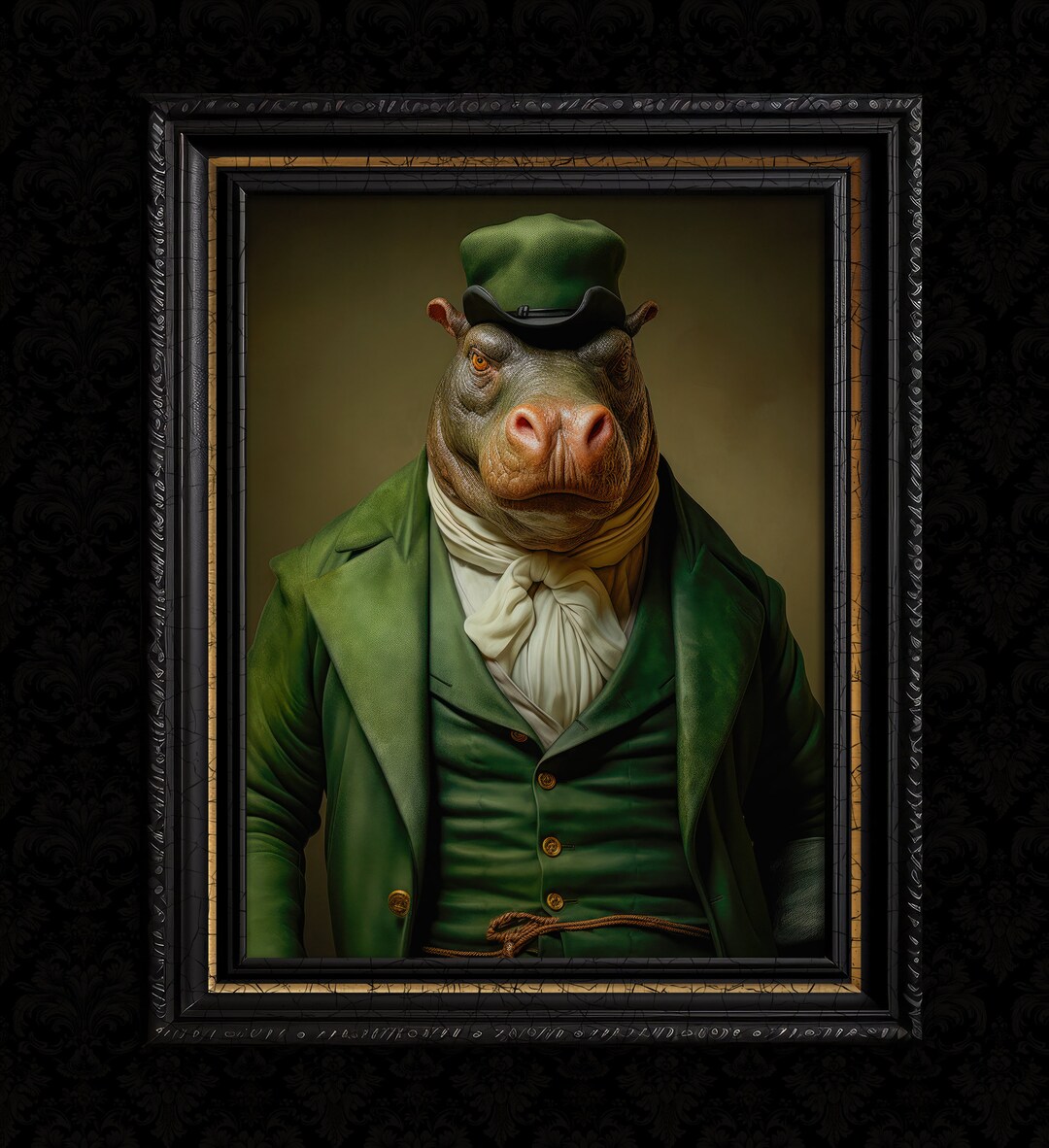 Victorian Hippo Art Fantasy Portrait Wall Art Print - Etsy