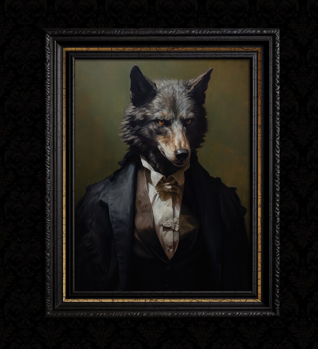 Victorian Wolf Art Portrait Wolf Wall Decor Print - Etsy