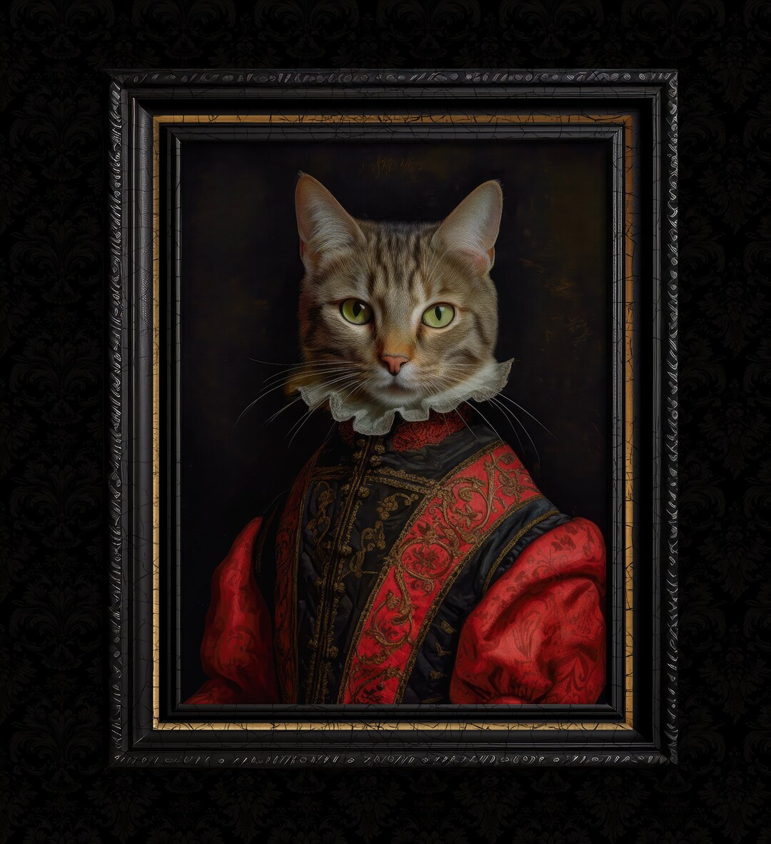 Renaissance Cat Portrait Wall Art Print - Etsy