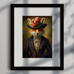 Victorian Fox Vintage Wall Decor Print - Etsy