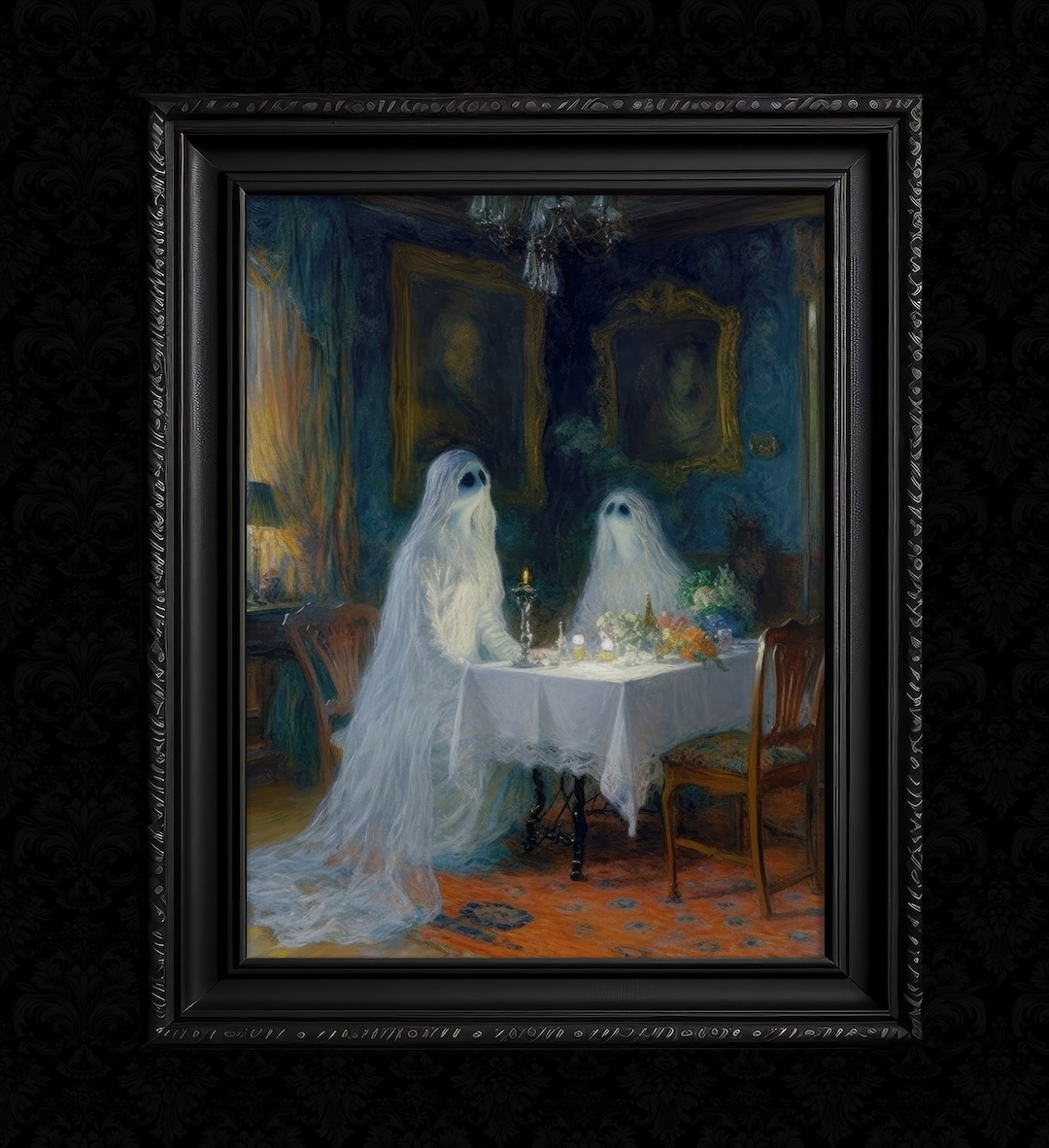 Ghosts Having Dinner Ghost Painting Wall Decor - Etsy