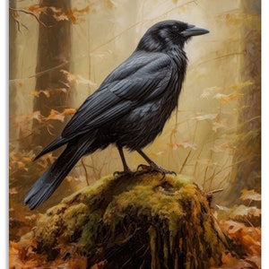 Vintage Forest Raven Wall Art Print - Etsy