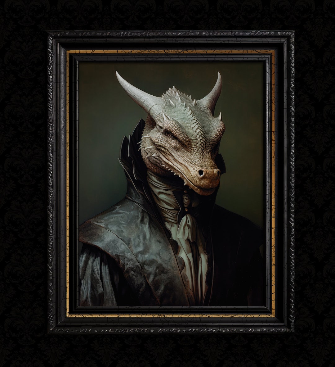 Dragon Art Wall Decor Print Victorian Dragon Fantasy Portrait - Etsy