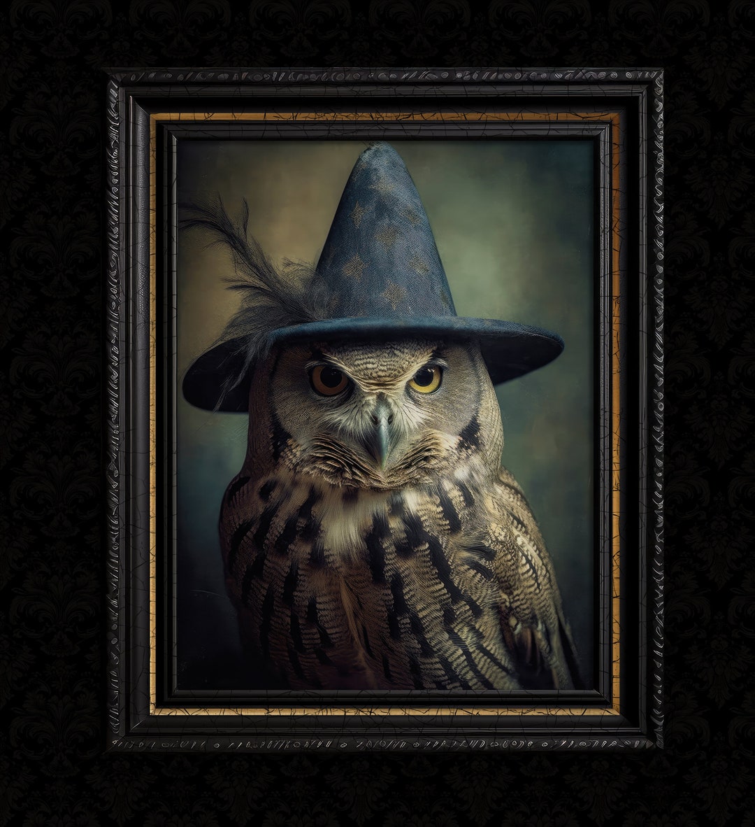 Witch Owl Portrait Vintage Wall Art Print - Etsy