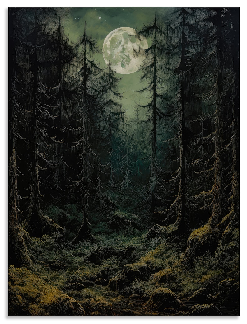 Goth Decor Dark Forest Wall Art Print - Etsy