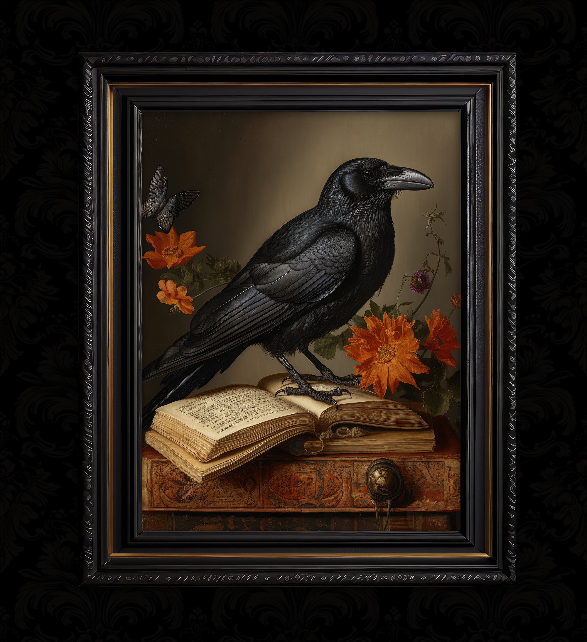 Vintage Raven and Book Wall Art Print - Etsy