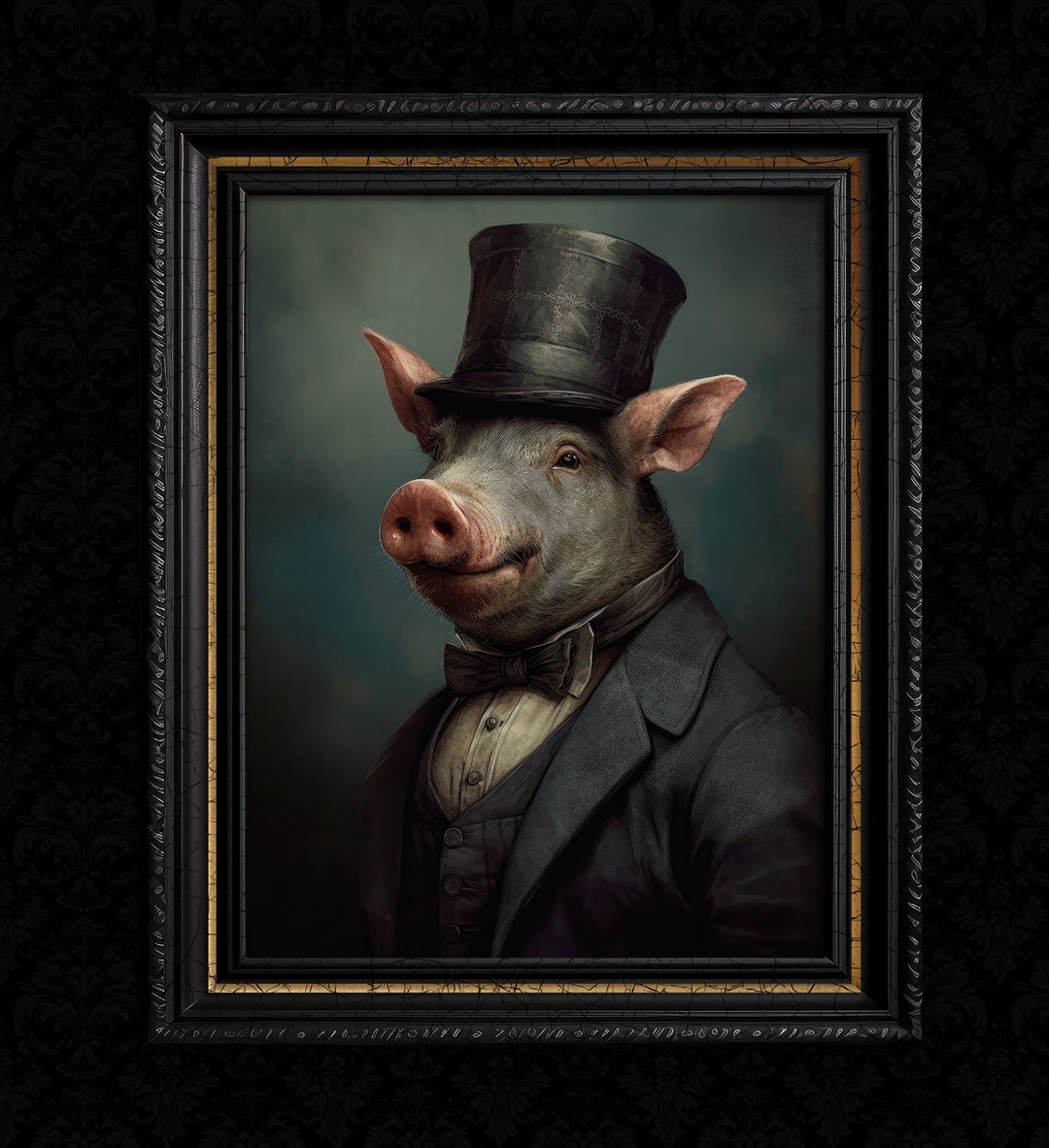 Victorian Pig Print - Etsy