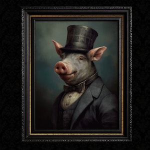 Victorian Pig Print - Etsy