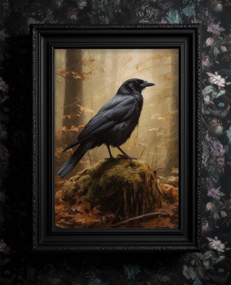 Vintage Forest Raven Wall Art Print - Etsy