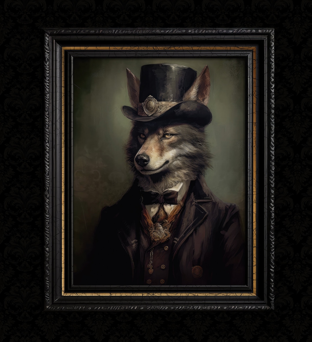 Victorian Wolf Decor Vintage Wolf Portrait - Etsy