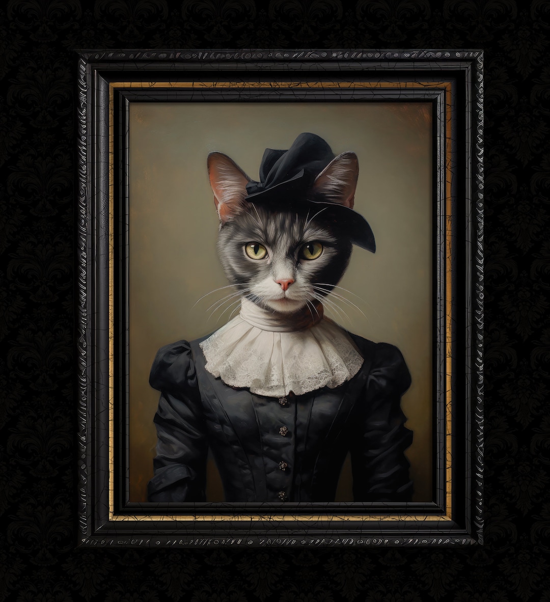 Cat Decor Wall Art Print Cat Victorian Portrait - Etsy