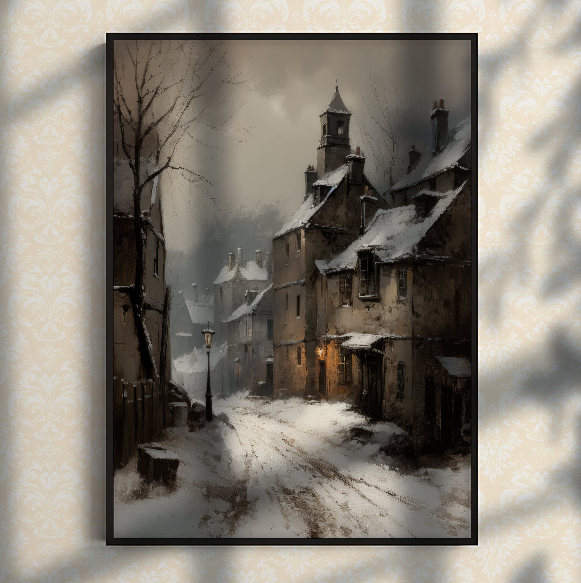 Moody Vintage Village Wall Decor Print - Etsy