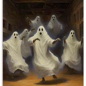 Partying Ghosts Wall Decor Print - Etsy
