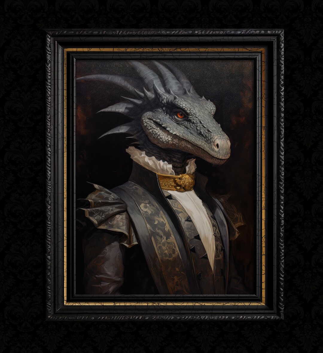 Dragon Art Victorian Portrait Fantasy Decor Print - Etsy