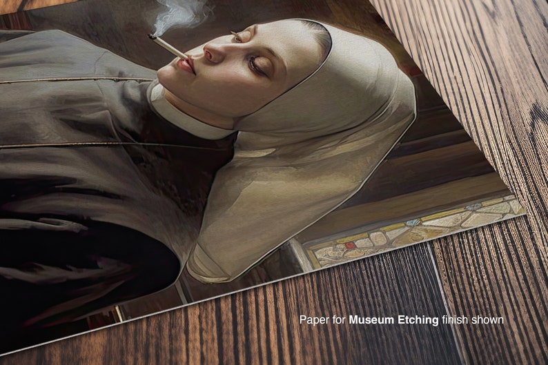 Moody Nun Taking a Break Gothic Wall Art Print - Etsy