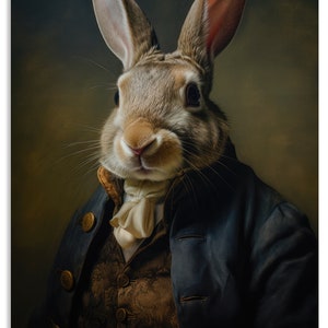 Victorian Rabbit Art Portrait Rabbit Wall Decor Print - Etsy