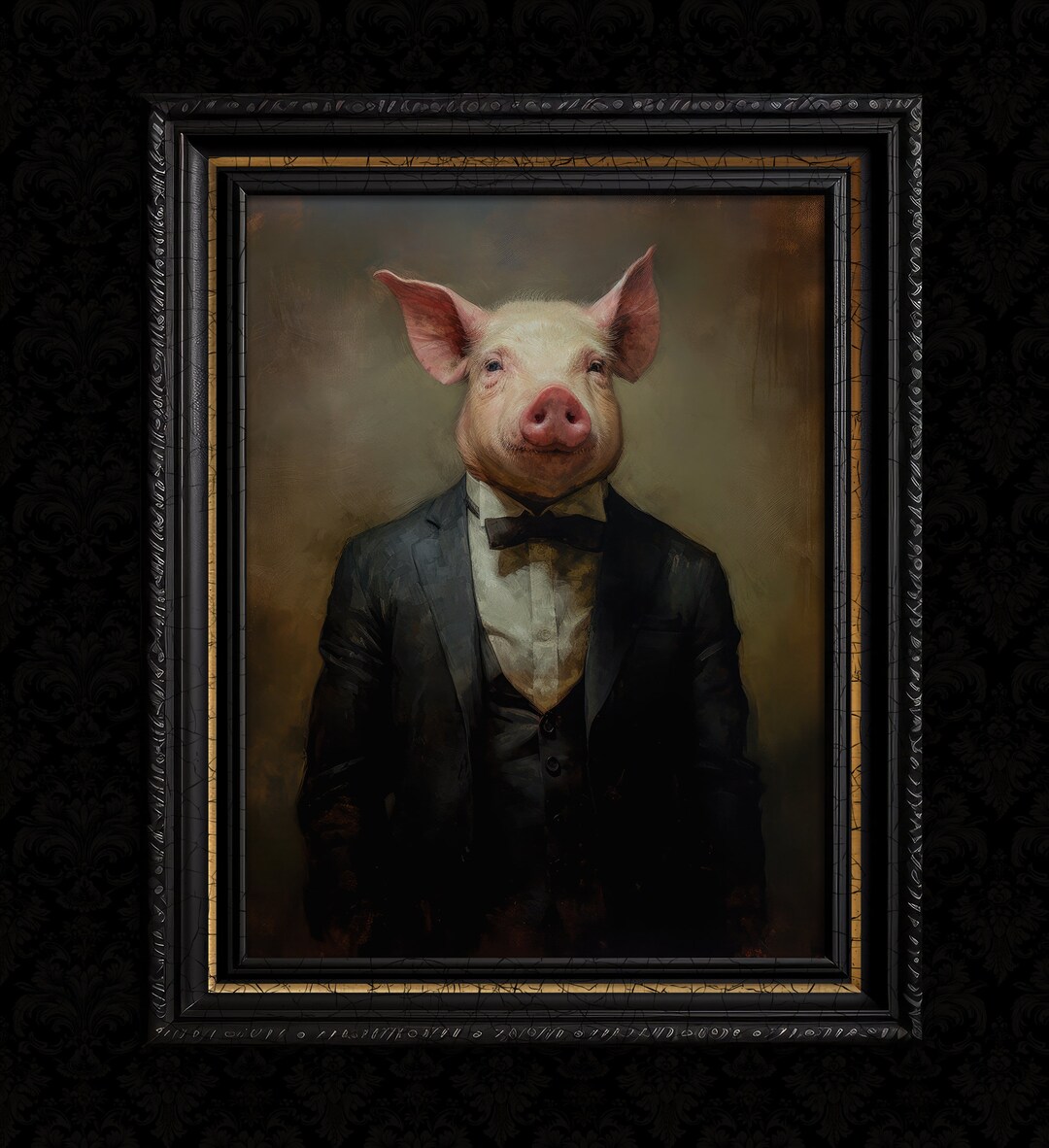 Pig Art Wall Decor Print Victorian Pig Fantasy Portrait - Etsy
