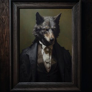 Victorian Wolf Art Portrait Wolf Wall Decor Print - Etsy