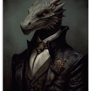 Victorian Dragon Vintage Wall Art Print - Etsy