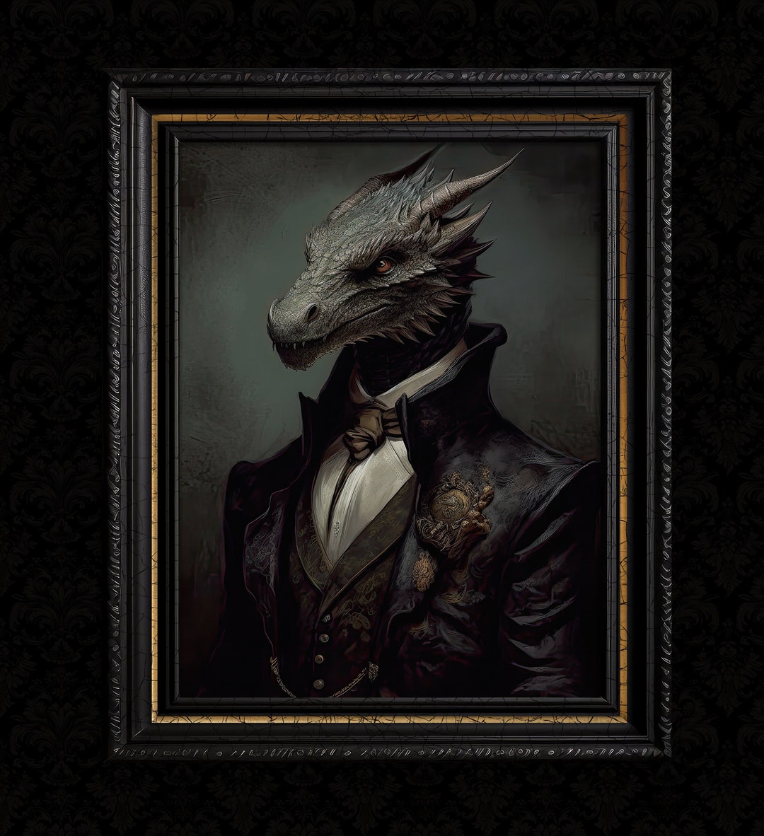 Victorian Dragon Vintage Wall Art Print - Etsy