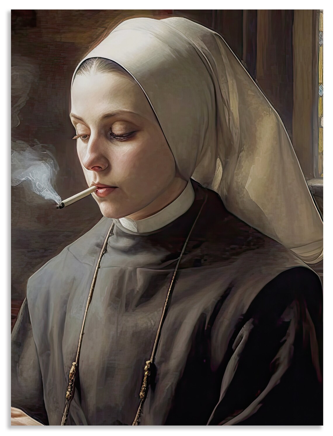 Moody Nun Taking a Break Gothic Wall Art Print - Etsy