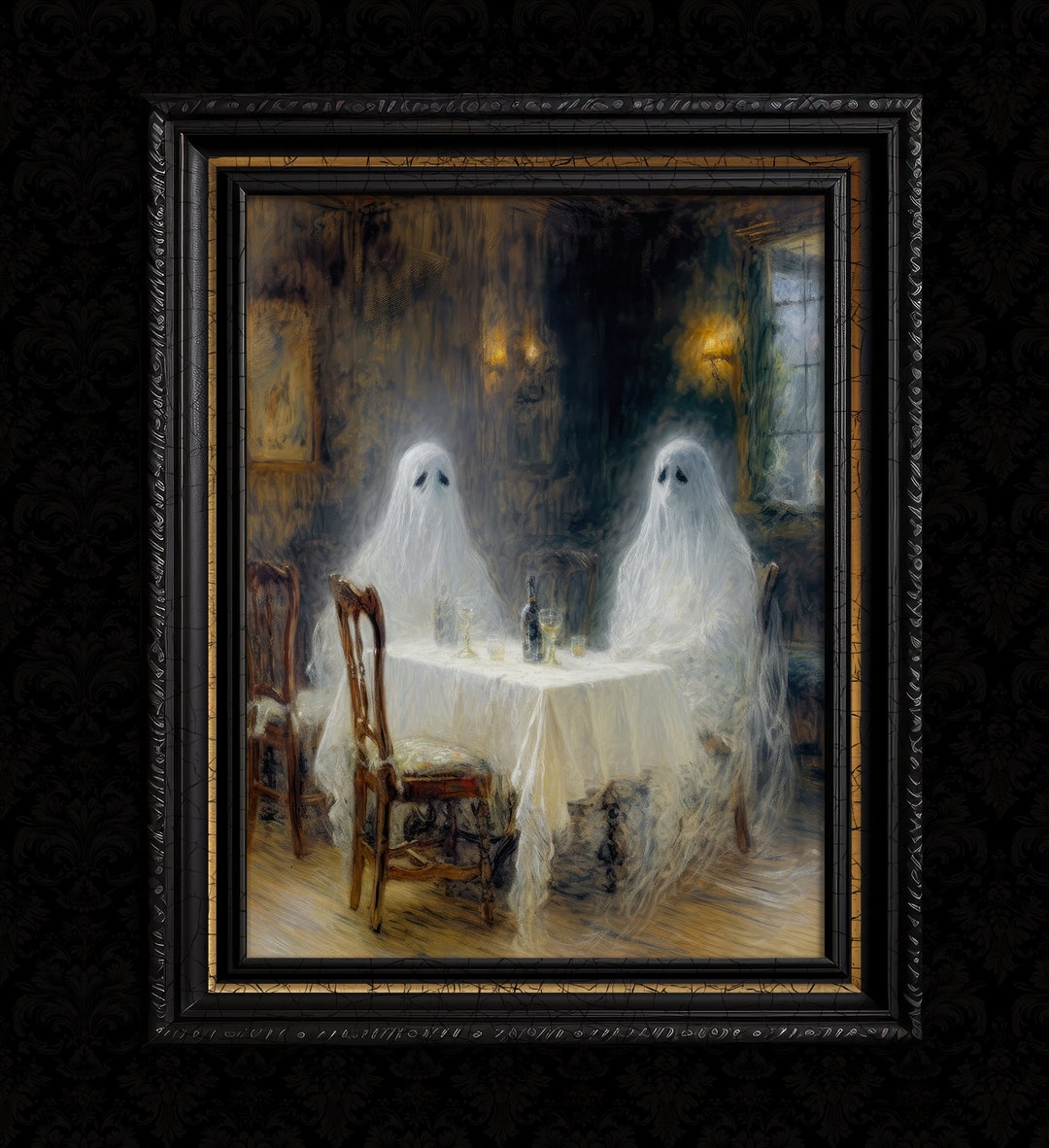 Ghost Couple Having Dinner, Vintage Poster, Art Poster Print, Dark ...