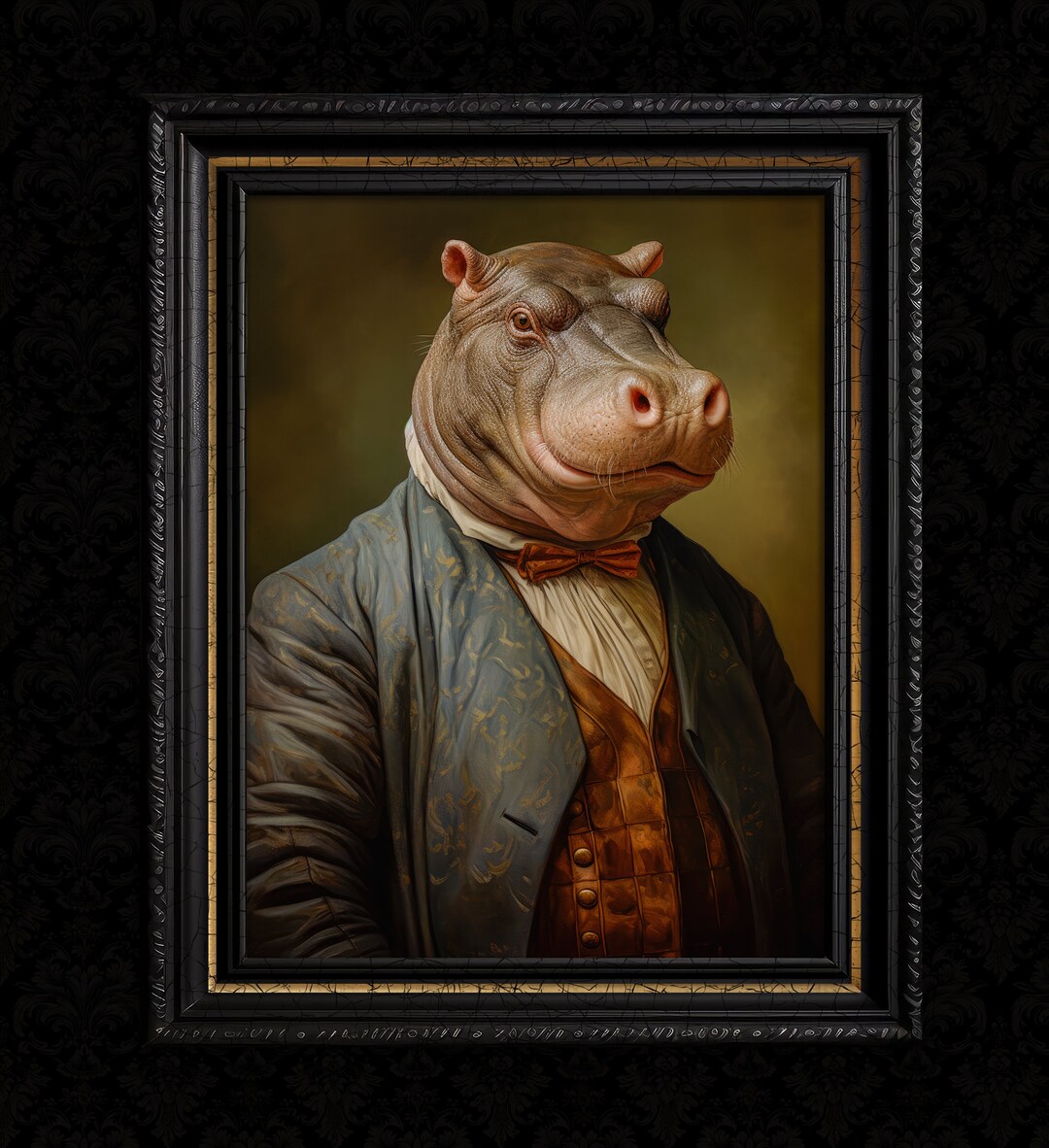 Victorian Hippo Art Fantasy Portrait Print - Etsy