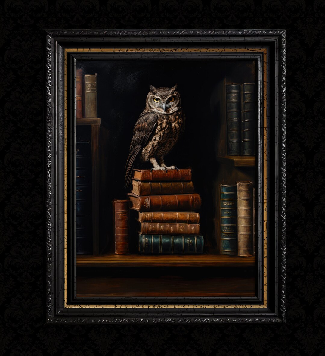 The Owl in the Library - Owl Decor Dark Academia Art Print - Etsy
