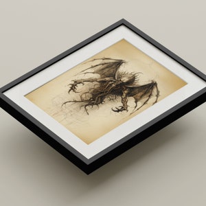 Winged Sea Monster Art Print - Etsy