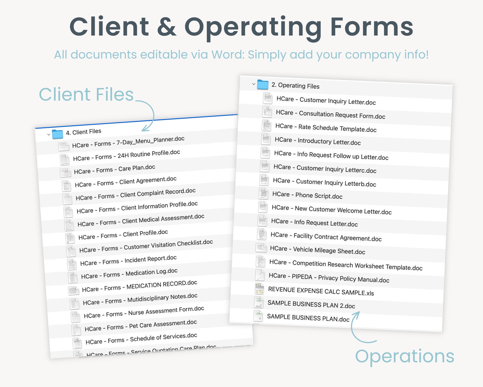 Home Care Business Templates Bundle | Personal Care Agency | in Home ...