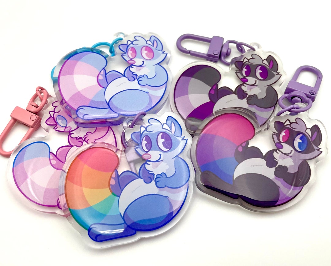Pride Raccoon Keychain Charm LGBTQ Rainbow Gay Trans Bi Ace - Etsy