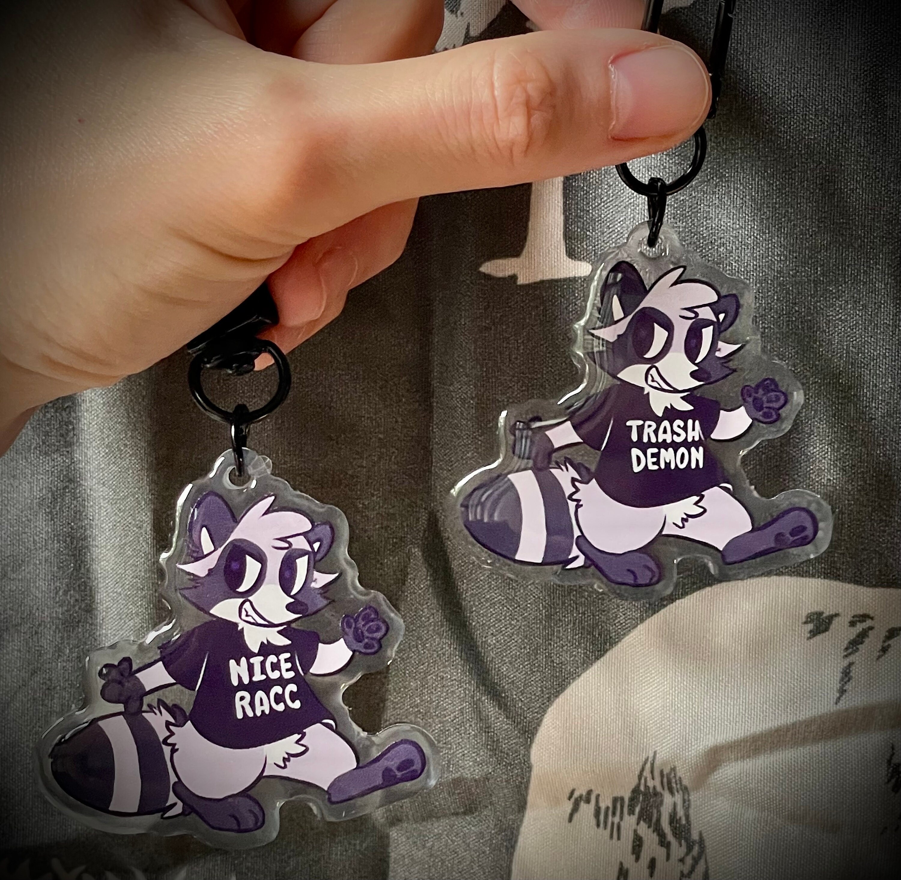 Trash Demon Raccoon Gray Keychain Charm - Etsy