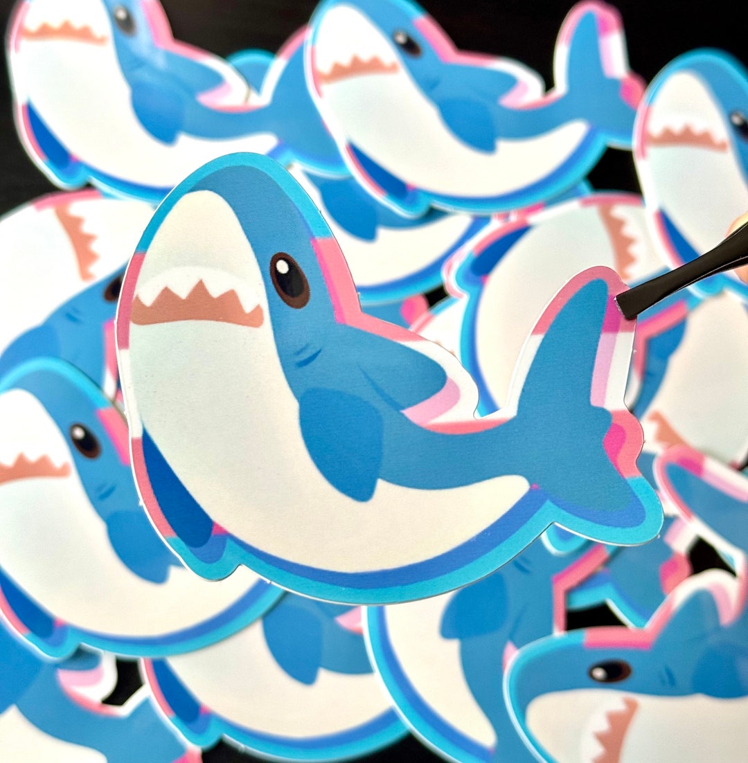 Blahaj Trans Pride Sticker GLOSSY 3 Blåhaj Shark Sticker - Etsy